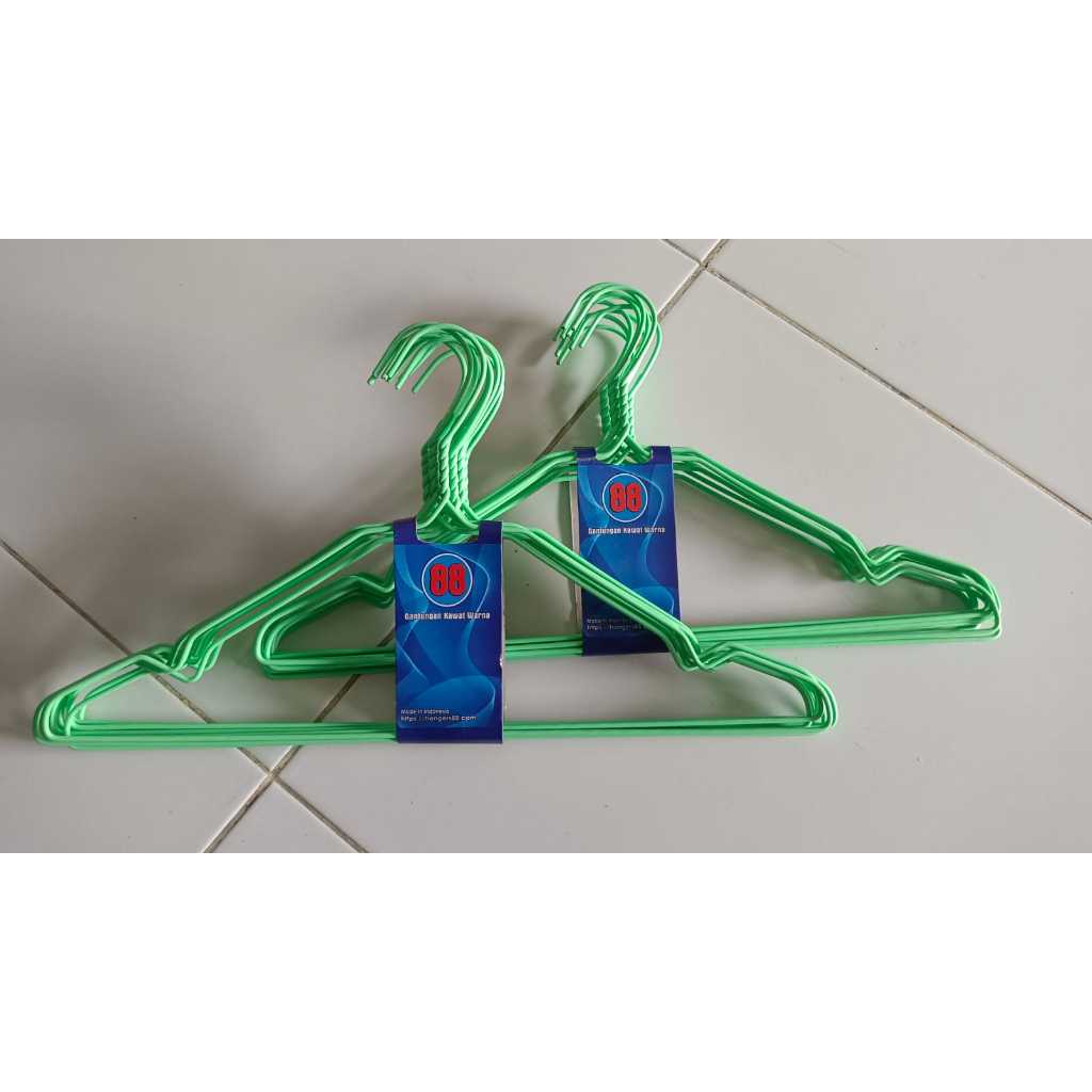 Jual isi 10 pcs hanger PVC/warna tebal dan anti karat/Hanger warna ...