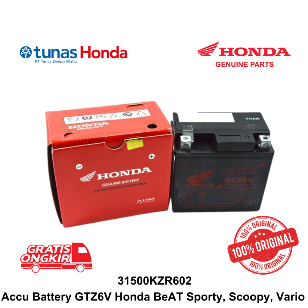 Jual Accu Battery GTZ6V Honda BeAT Sporty, Scoopy, Vario 31500KZR602 ...