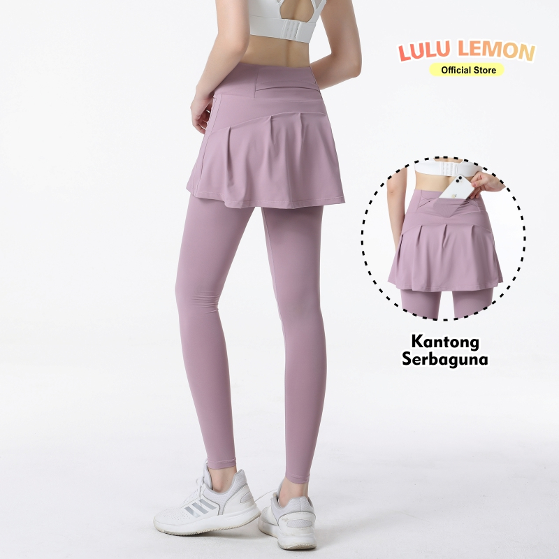 Jual Legging Rok Olahraga Wanita Rok Tennis Skirt Hijab Sport High Waist Polos Running Dua Lapis ...