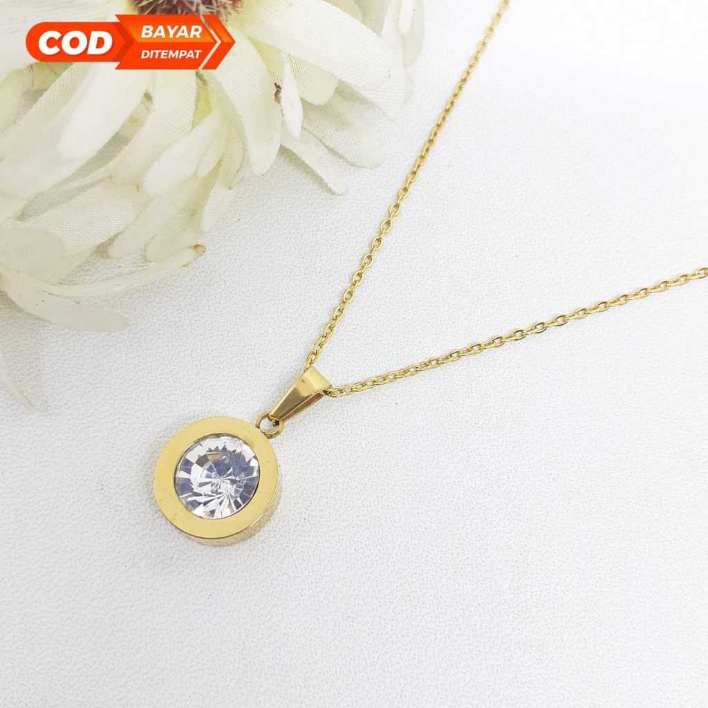 Jual white-kalung titanium lapis emas cantik wanita dewasa kwalitas ...