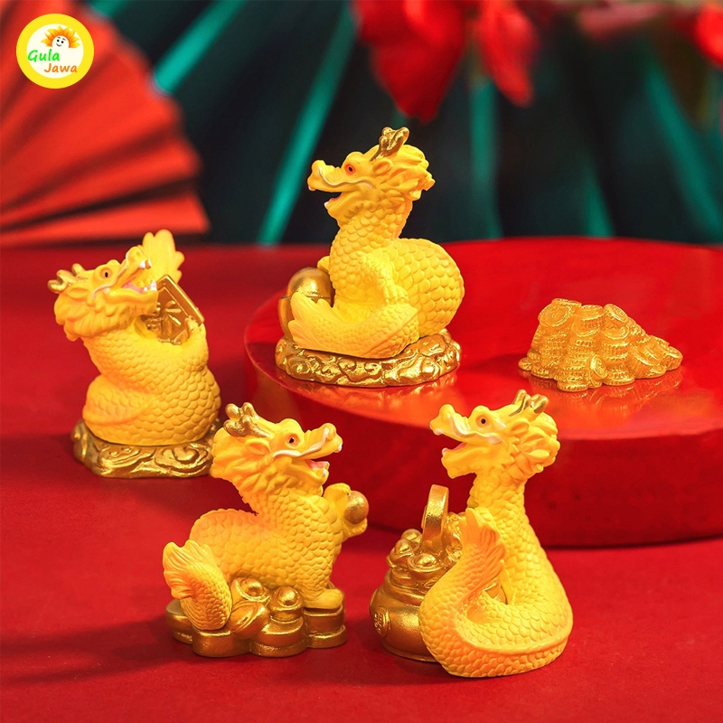 Jual DIY Ornamen Miniatur Naga Emas Dragon Lucu | Shopee Indonesia