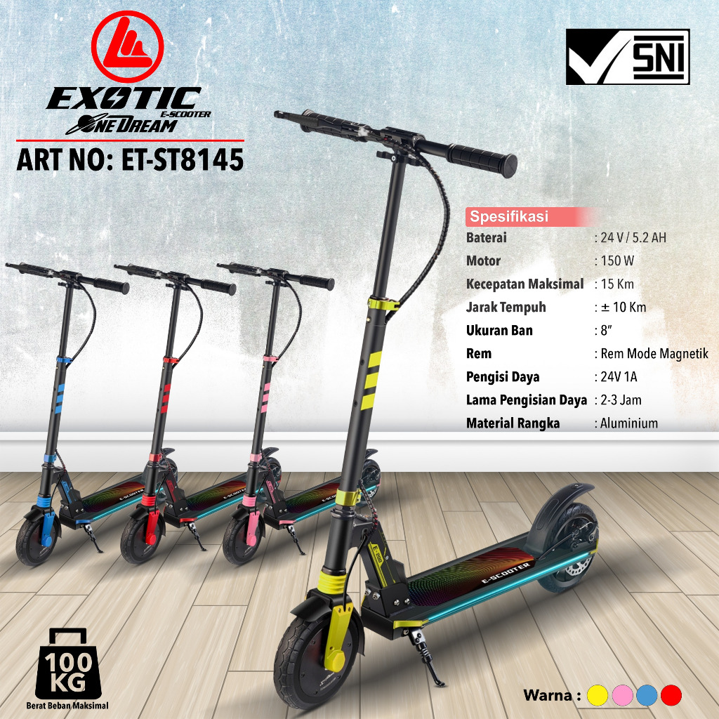 Jual Skuter Otoped Listrik Anak Dewasa Exotic ET-ST8145 Alloy | Shopee ...
