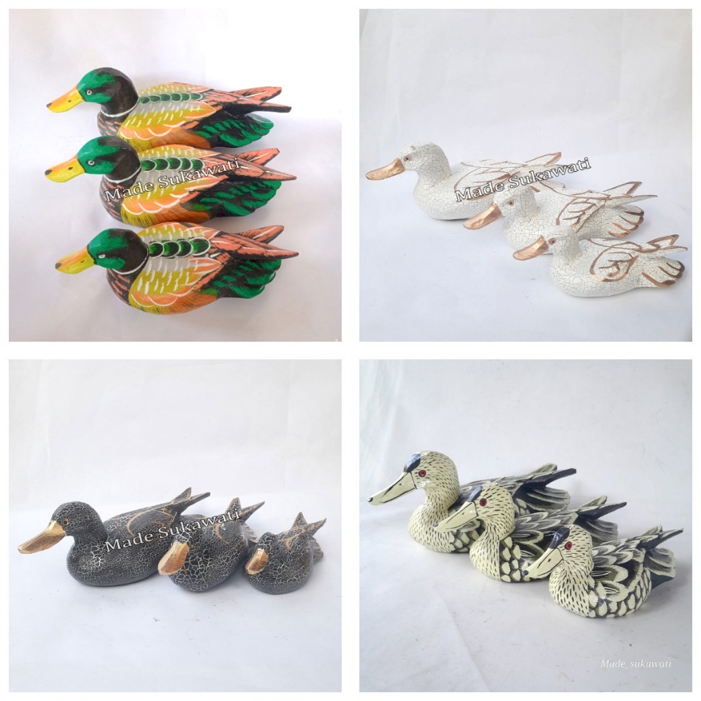 Jual Pajangan patung Bebek Kayu Bali 1set isi 3pcs kerajinan tangan ...