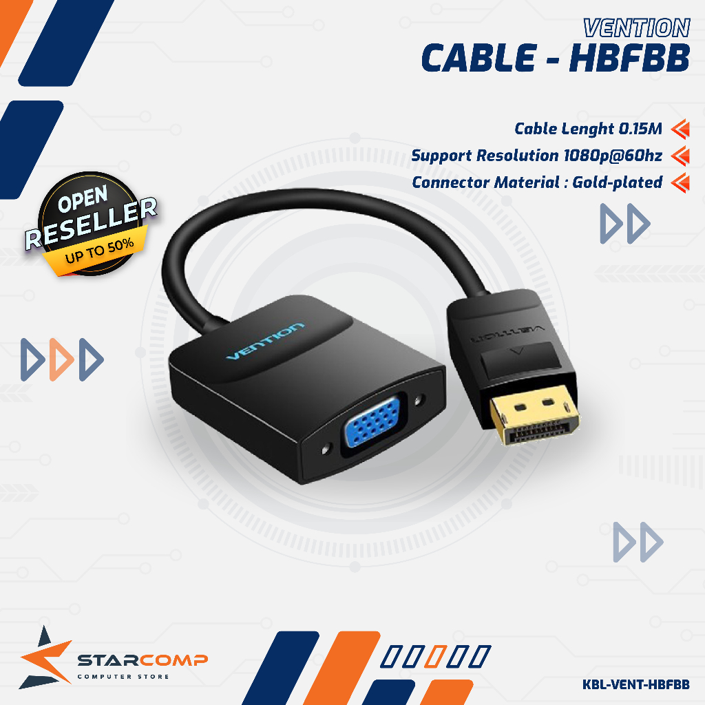 Jual VENTION HBF Adapter Converter DisplayPort (DP) Male to VGA Female ...