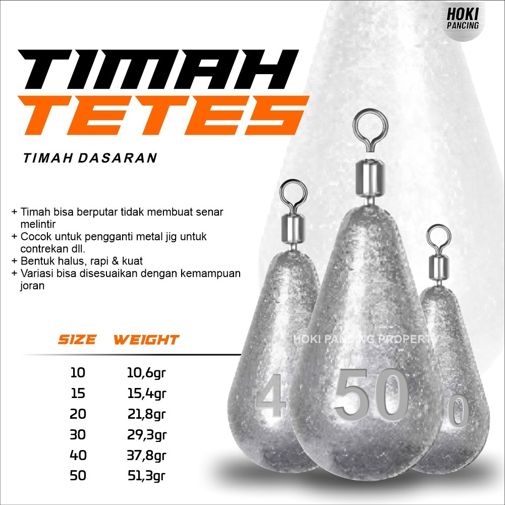 Jual Timah Pancing Model Tetes Putar Air Swivel Kili Kili 10gr 15gr ...