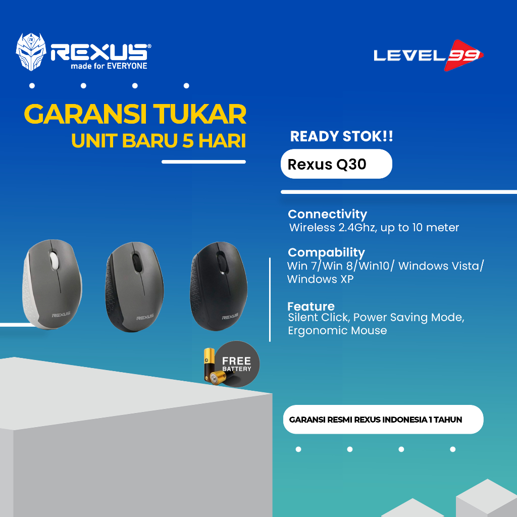 Jual Rexus Q30 Mouse Wireless Office Silent Click | Shopee Indonesia
