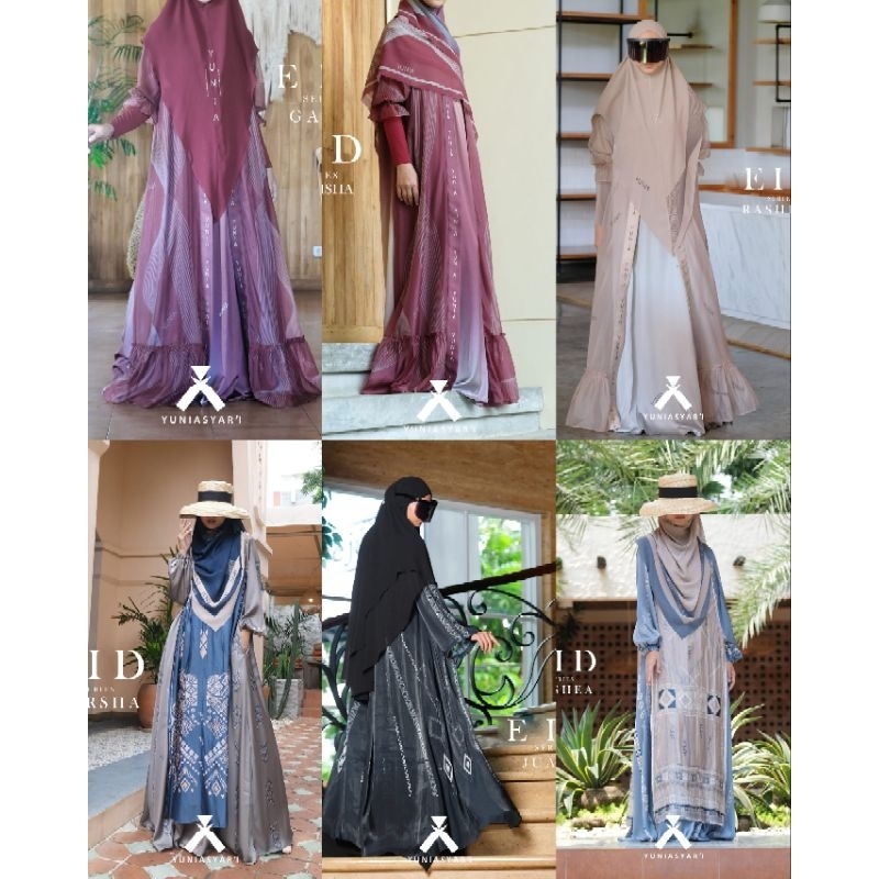 Jual [YUNIA SYAR'I] GAMIS SYARI TERBARU / DRESS SET PRINTING " EID ...