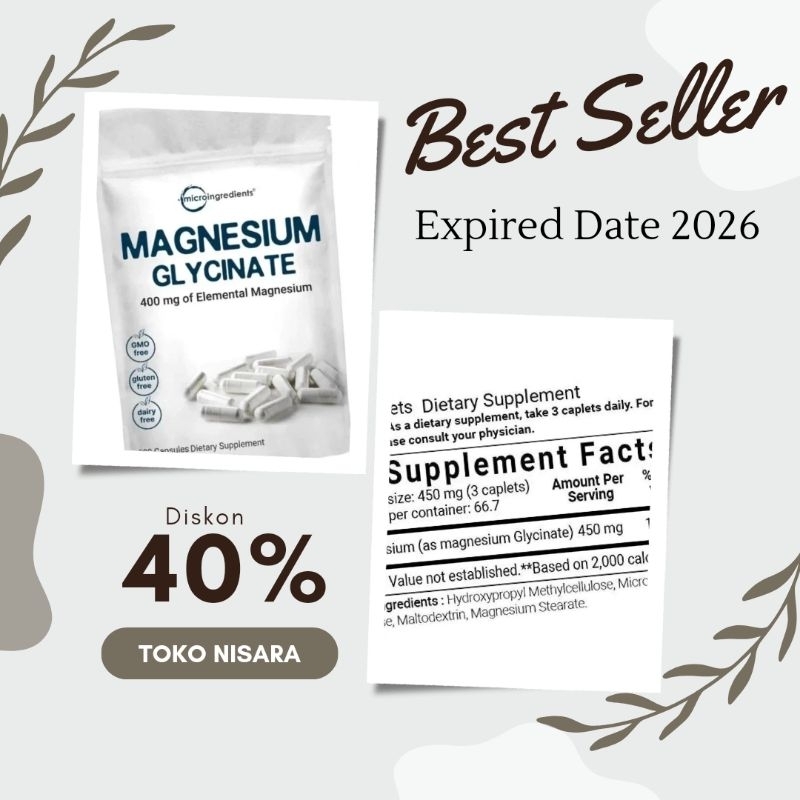 Jual Microingredients Magnesium Glycinate 400 mg - Micro 200 Capsules ...