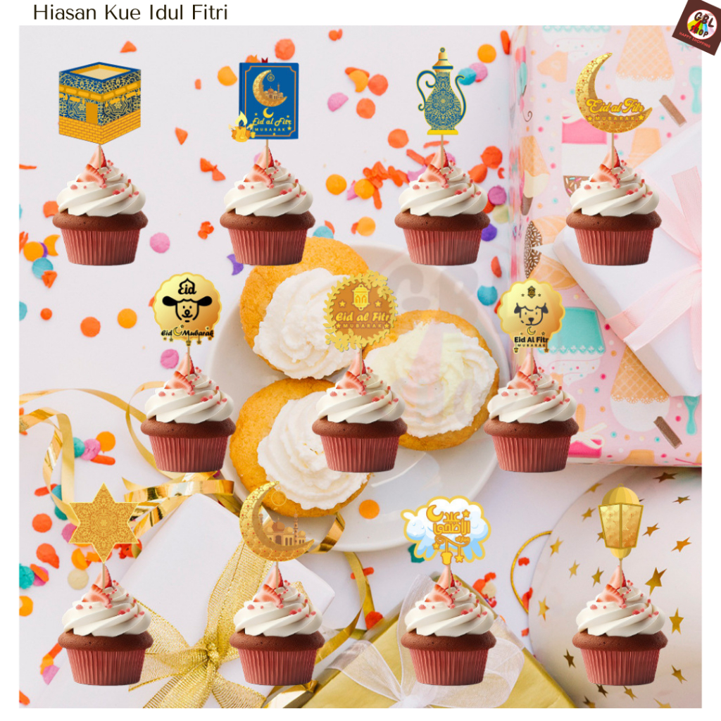 Jual Hiasan Kue Lebaran Topper Cake Idul Fitri ( 11 pcs ) | Shopee ...