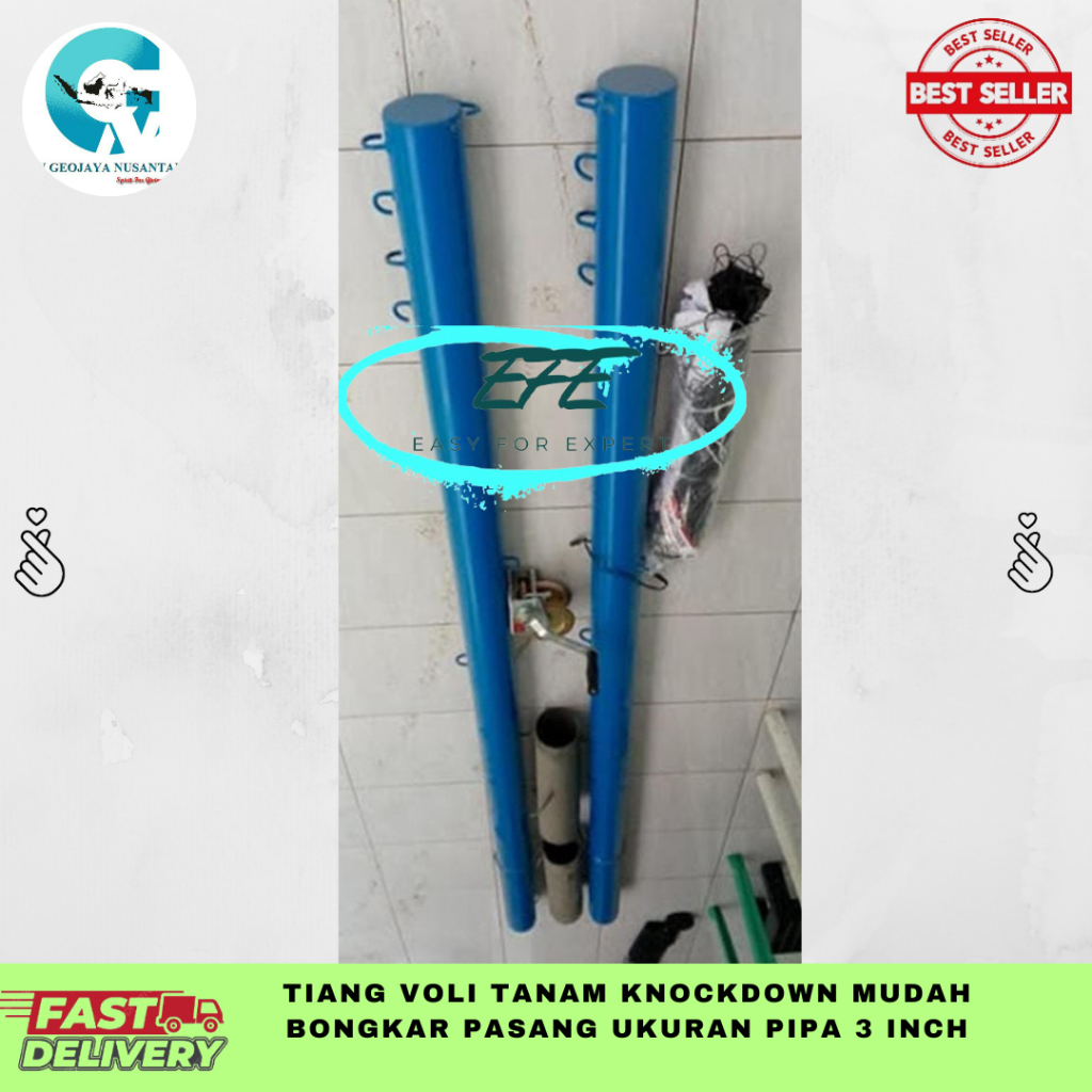Jual Tiang Voli tanam knockdown mudah bongkar pasang ukuran Pipa 3 Inch ...