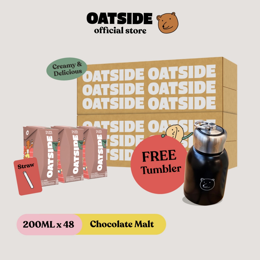 Jual OATSIDE Mini Oat Milk Chocolate Malt 200ml (48pcs) (Straw) FREE ...