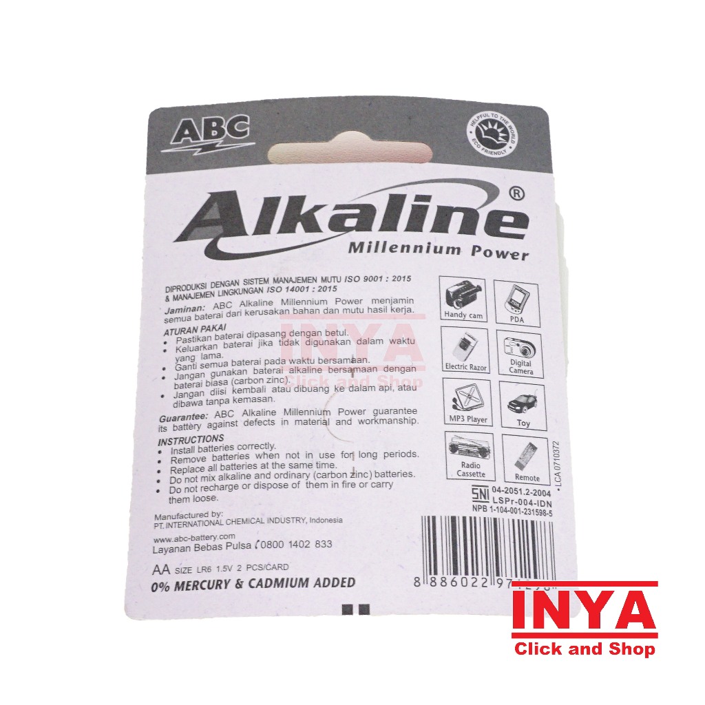 Jual Baterai Alkaline ABC Size AA 1.5V LR6 2pcs - Battery | Shopee ...