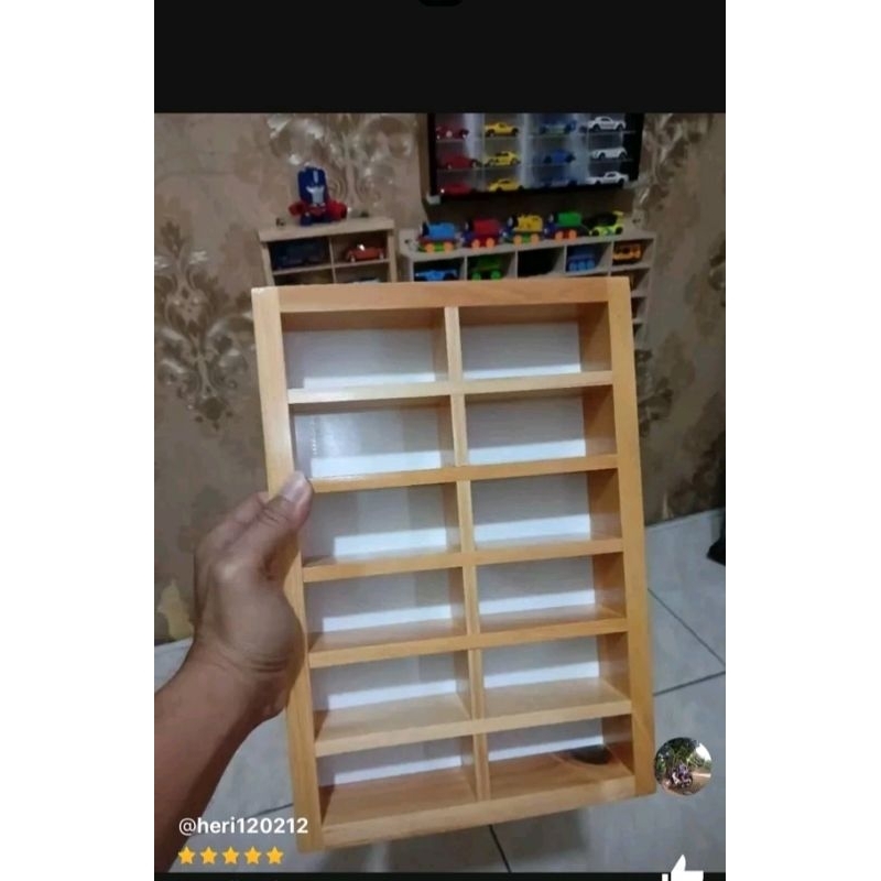 Jual rak display hotwheels kayu 12 slot ( 2 horizontal x 6 vertikal ...