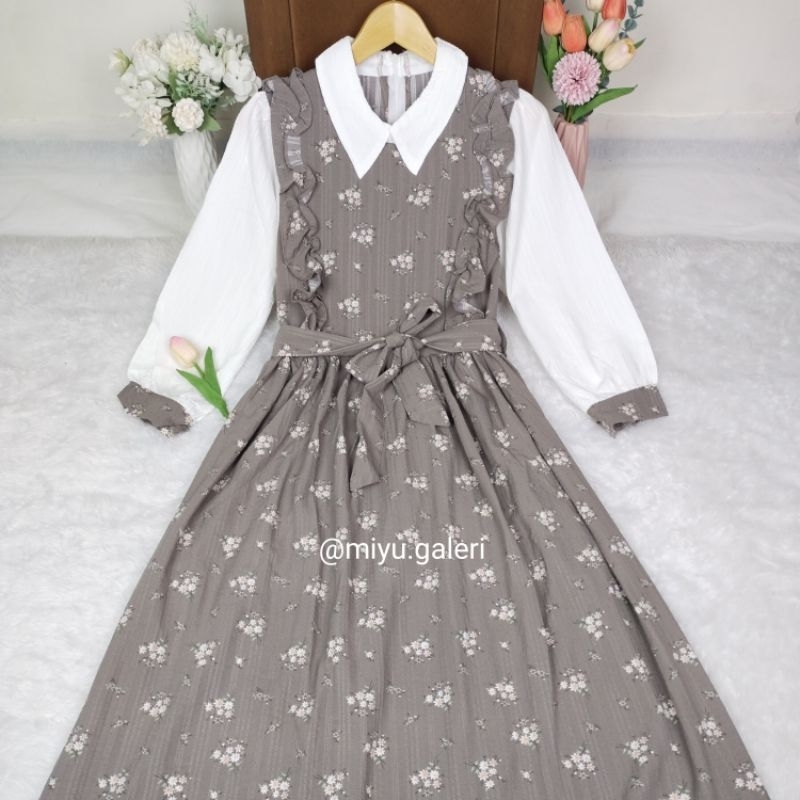 Jual Aecha Gamis Overall Crinkle mix Lady crush motif bunga cey plaid ...