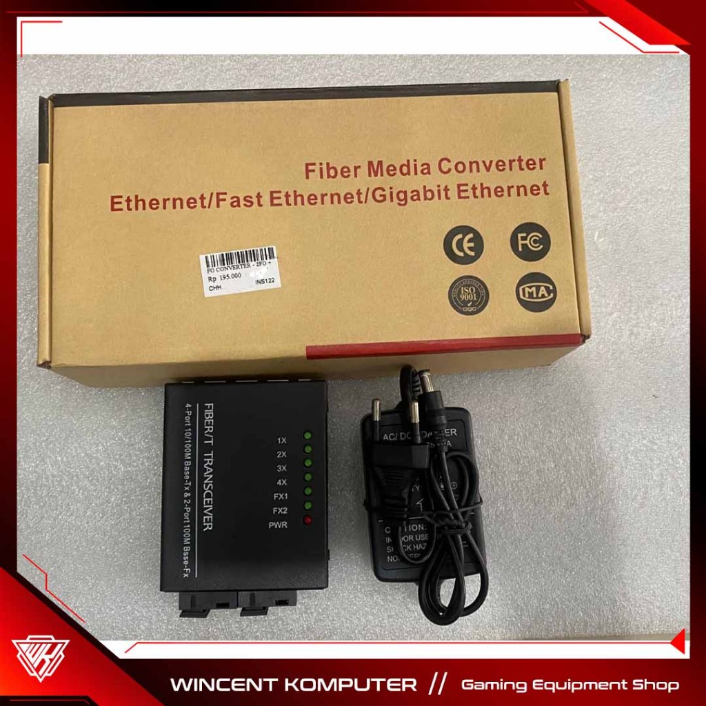 Jual HTB Media Converter 2 Port Fiber A/B 4 Port RJ45 Fiber Optic 10/ ...