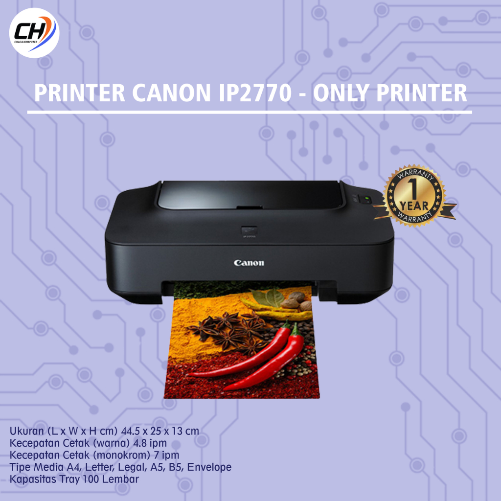 Jual Printer Canon Pixma IP2770 PRINTER ONLY/NO CARTRIDGE Original ...