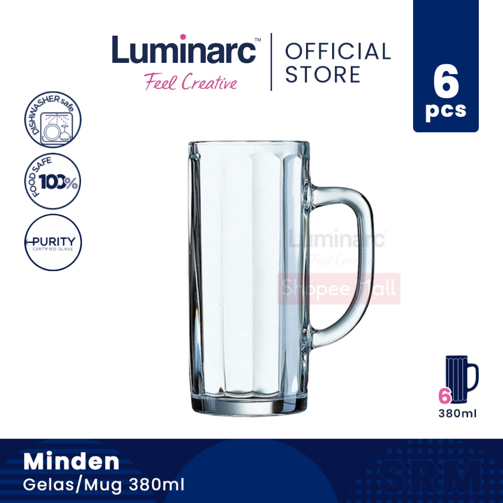 Jual LUMINARC Gelas/Mug Clear Minden 380ml - 6pcs | Shopee Indonesia