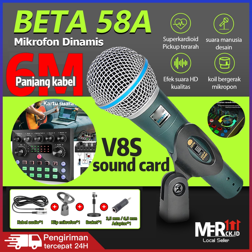 Jual Advance MIC-SM58A Kabel Jack Besar 6.5mm Dynamic Microphone Mic ...