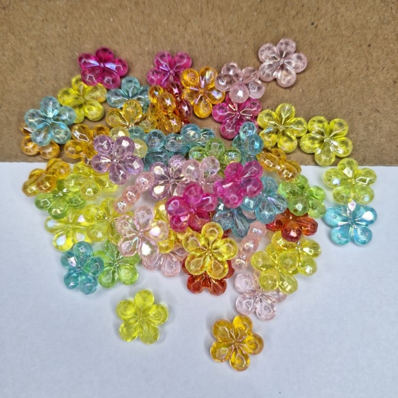 Jual 25 Gram Akrilik Bunga Mote Bunga Transparan Warna | Shopee Indonesia