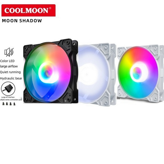 Jual FAN Casing PC Komputer Coolmoon Full White & White RGB LED 12cm ...