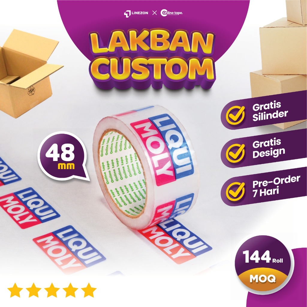 Jual Cetak Lakban Custom Printing 48mm 90 YARD / Custom Minimal 144PCS TERMURAH | Shopee Indonesia