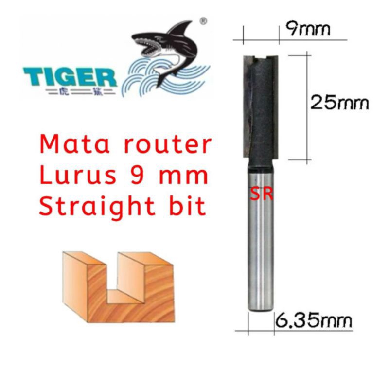 Jual Mata Profil/ Router Lurus 9 mm/ Straight Bit TIGER | Shopee Indonesia