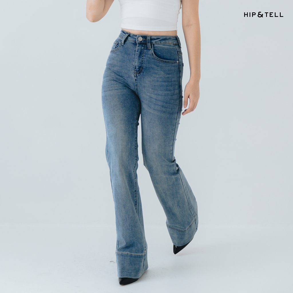Jual Hip&Tell | Highwaist Cutbray Jeans | Ashley Jeans | Denim | Shopee ...