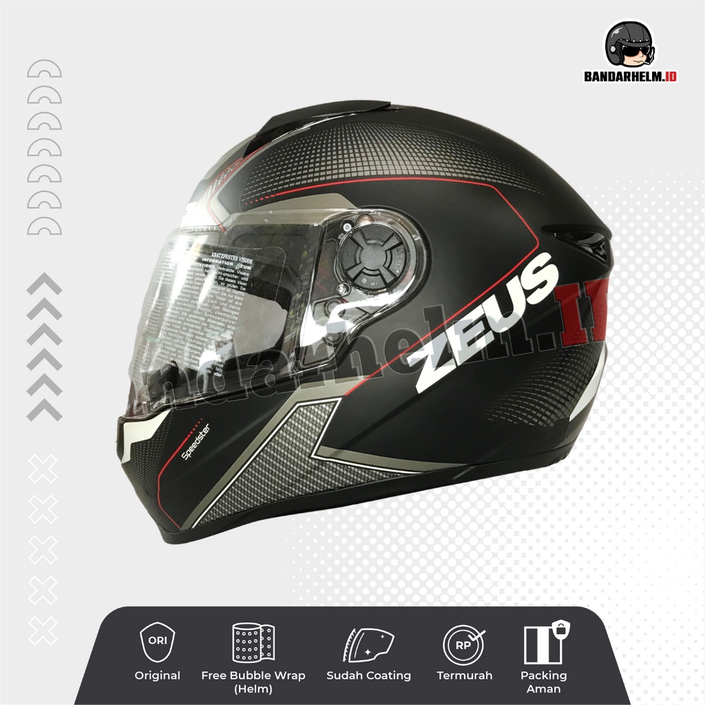 Jual Helm Full Face Zeus 811 AL6 Black Glossy Red AL 6 | Shopee Indonesia