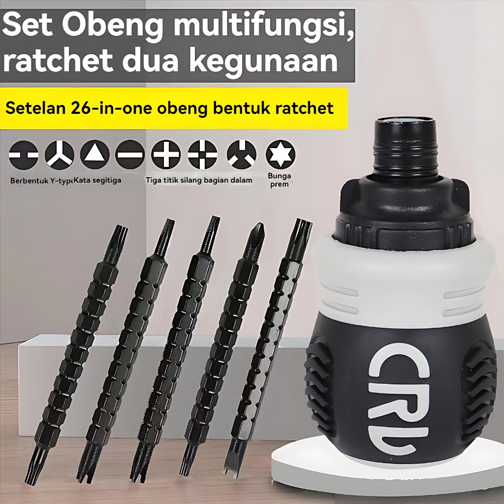 Jual Obeng CRV Set 13/26 in1 Obeng Cebol BB Buntek Karet Dua Arah Bolak ...