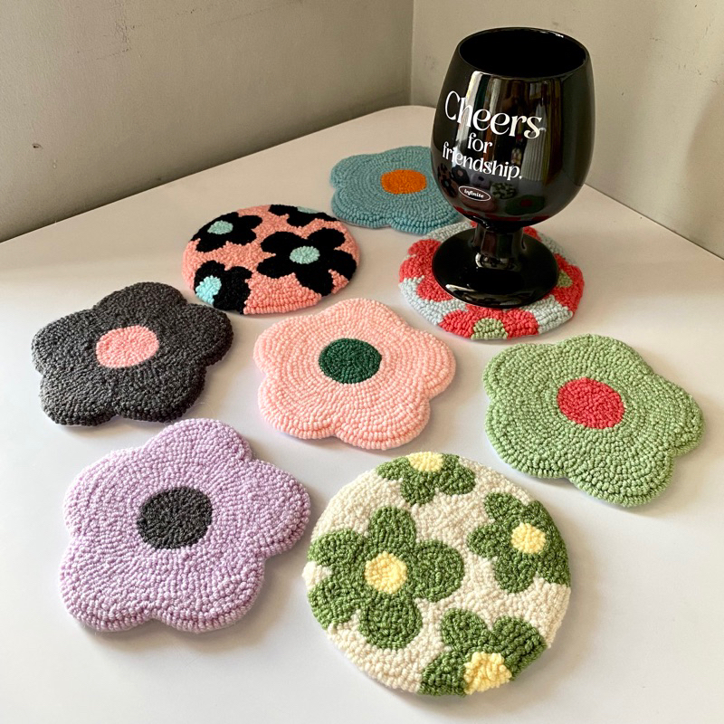 Jual Flower Coaster / Punch Needle Coaster / Mug Rugs / Tatakan ...