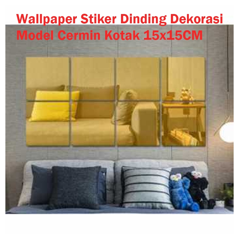 Jual Wallpaper Stiker Dinding Dekorasi Model Cermin Kotak 15x15CM ...