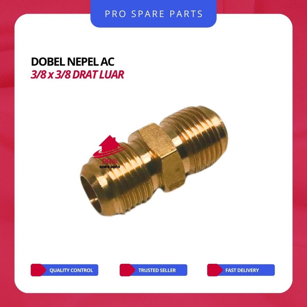 Jual Dobel Nepel AC 3/8 x 3/8 Drat Luar - Kuningan Double Niple Tengah ...