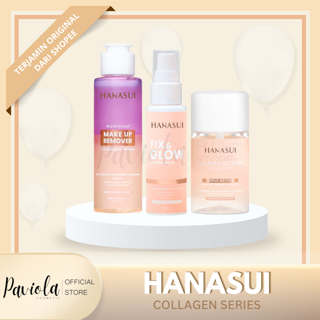 Jual ⚡Paviola⚡ HANASUI Collagen Series - Make Up Remover + Collagen ...