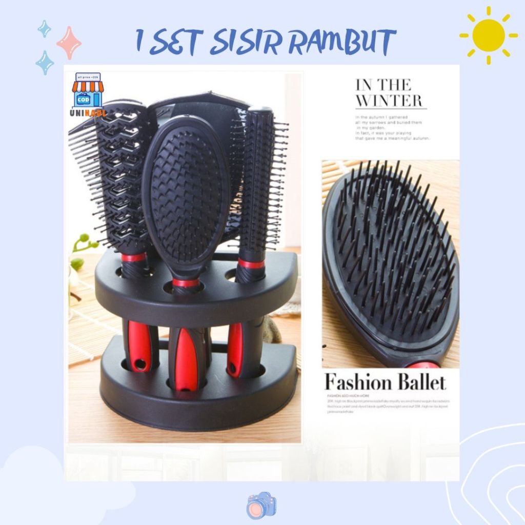 Jual Unihaul SS73 Set Sisir Isi 5 Sisir Kaca Wanita Sisir Besar Airbag ...
