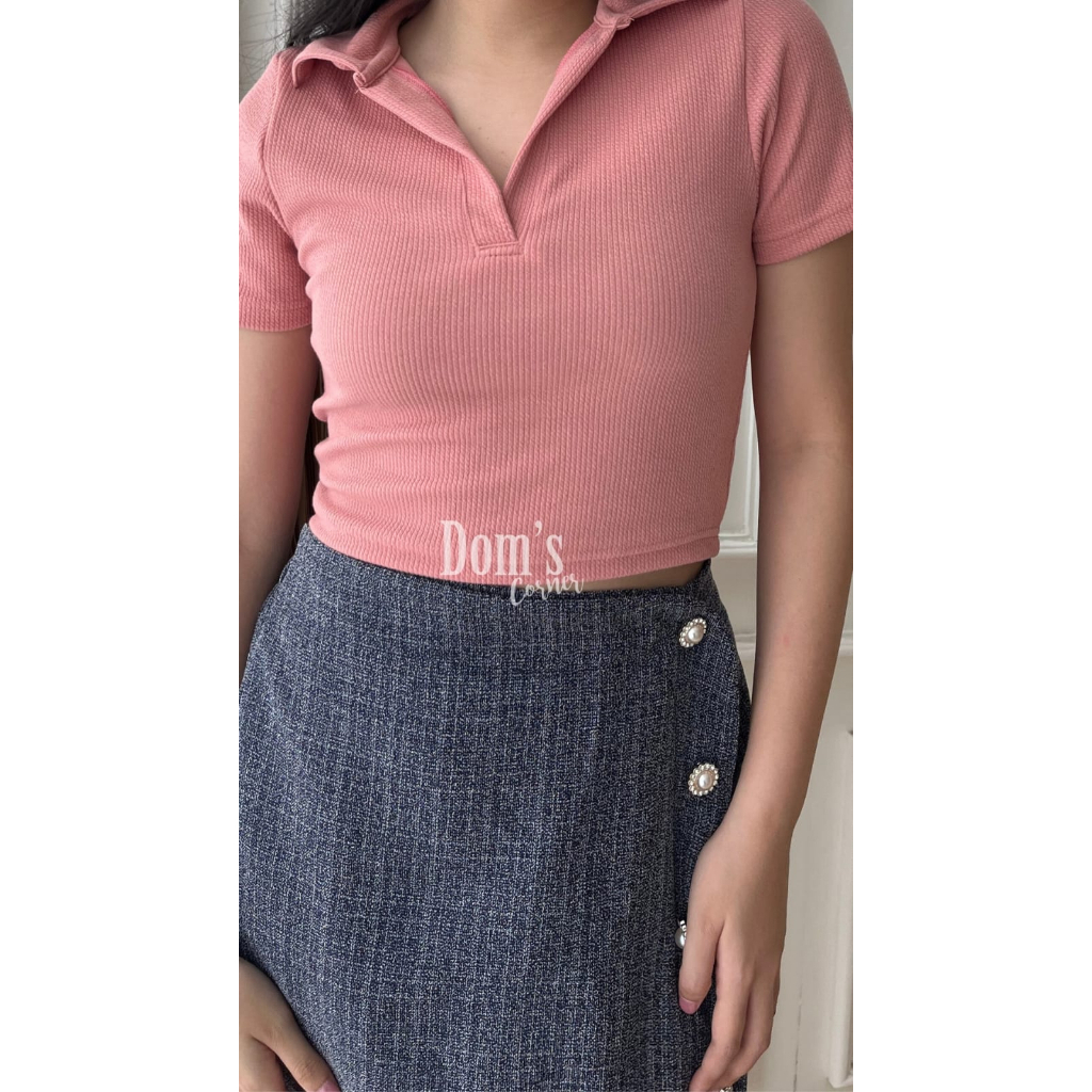 Jual Domscorner - ADA BIG SIZE - Jia collar blouse - Atasan kerah knit - baju rajut ala korea ...