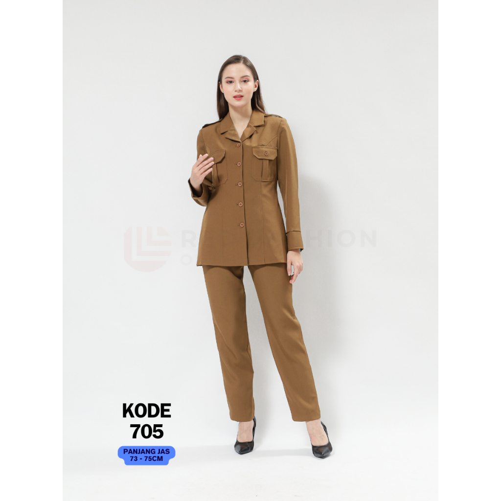 Jual Vers's Seragam Pemda Wanita PNS 705 ASN Tangan Panjang Manset Blazer Wanita Setelan Rok dan ...