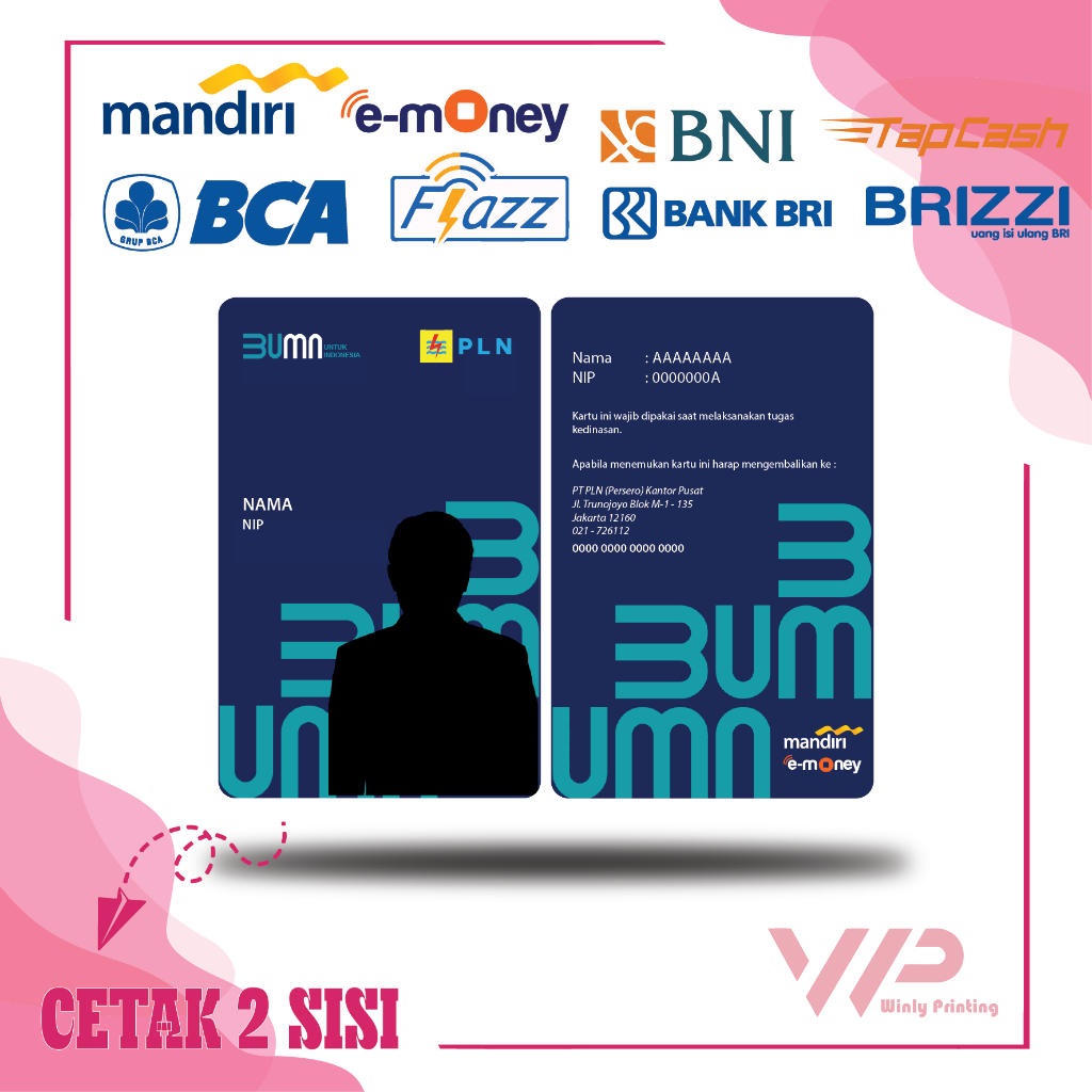 Jual KARTU ID CARD PLN NEW PEGAWAI E MONEY ETOLL MANDIRI FLAZZ BCA GEN ...
