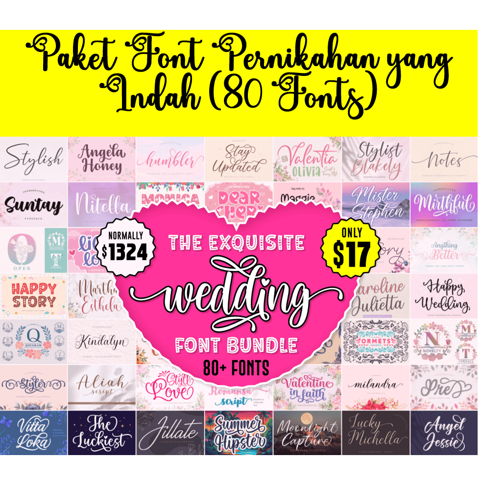 Jual Paket Font Pernikahan yang Indah (80 Fonts) | Shopee Indonesia