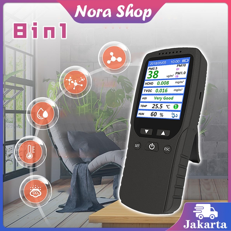 Jual Alat Tester Kualitas Udara 8 In 1 LCD Screen Display Air Quality ...
