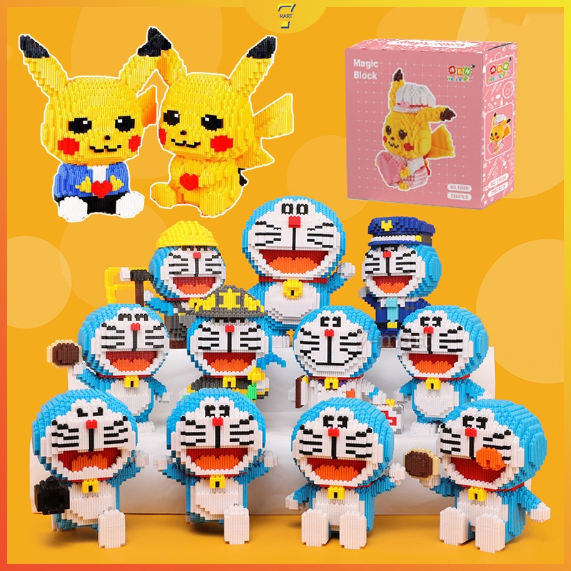 Jual 3D Model Pikachu DIY Bricks Mini Toys Model Kartun Doraemon ...