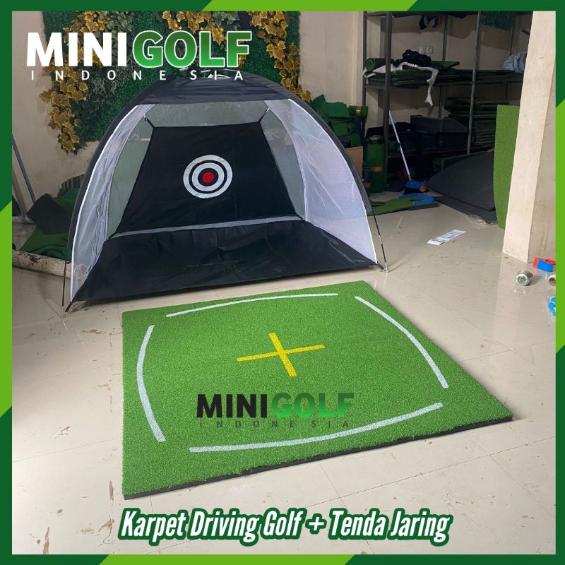 Jual Paket karpet driving golf garis (100×100 cm) + tenda jaring golf ...