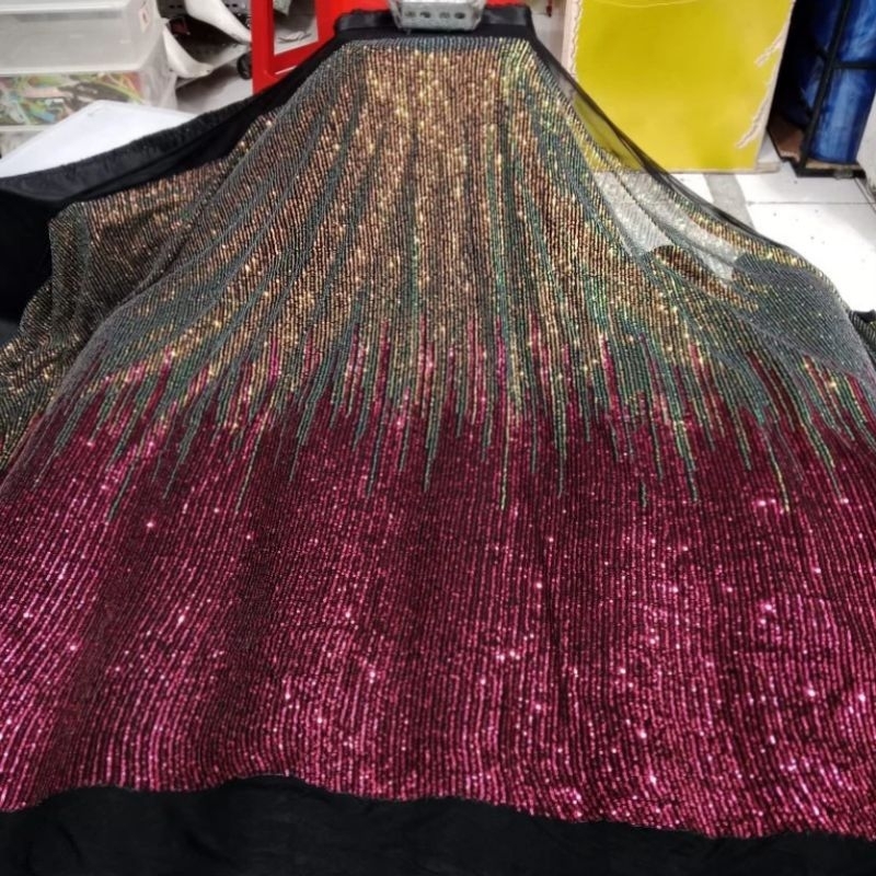 Jual kain sequin gradasi/kain sequin antik/kain seribu payet ombre ...