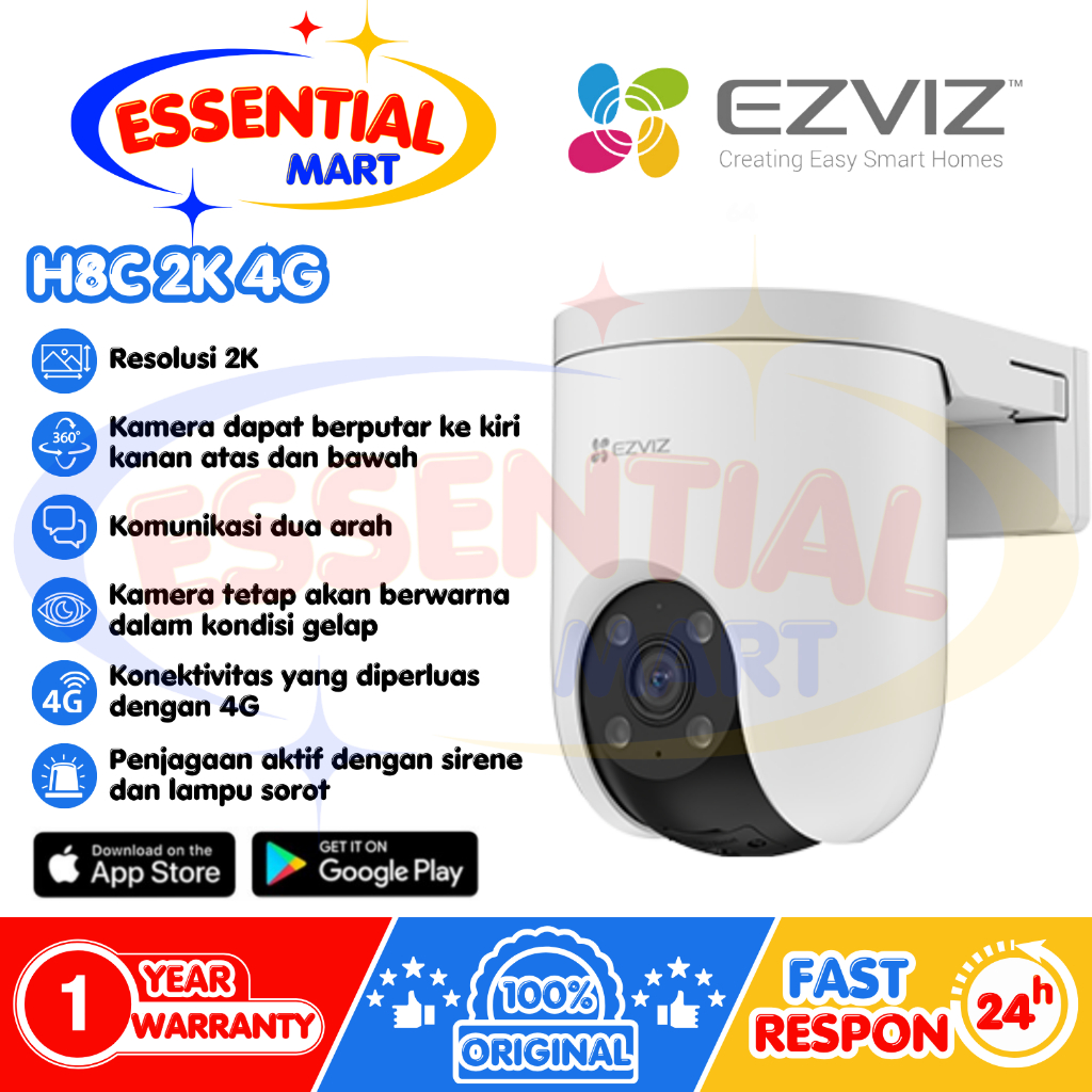 Jual CCTV Ezviz H8C 2K Smart Home IP Camera 4G LTE Outdoor | Shopee ...