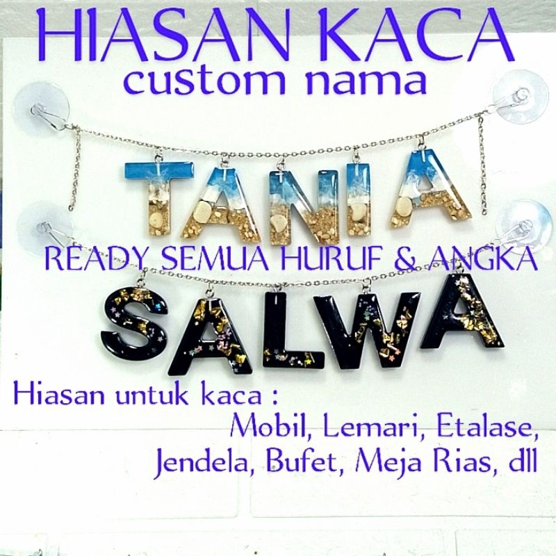 Jual [HANYA ADA DISINI] Hiasan kaca custom nama untuk mobil, lemari ...