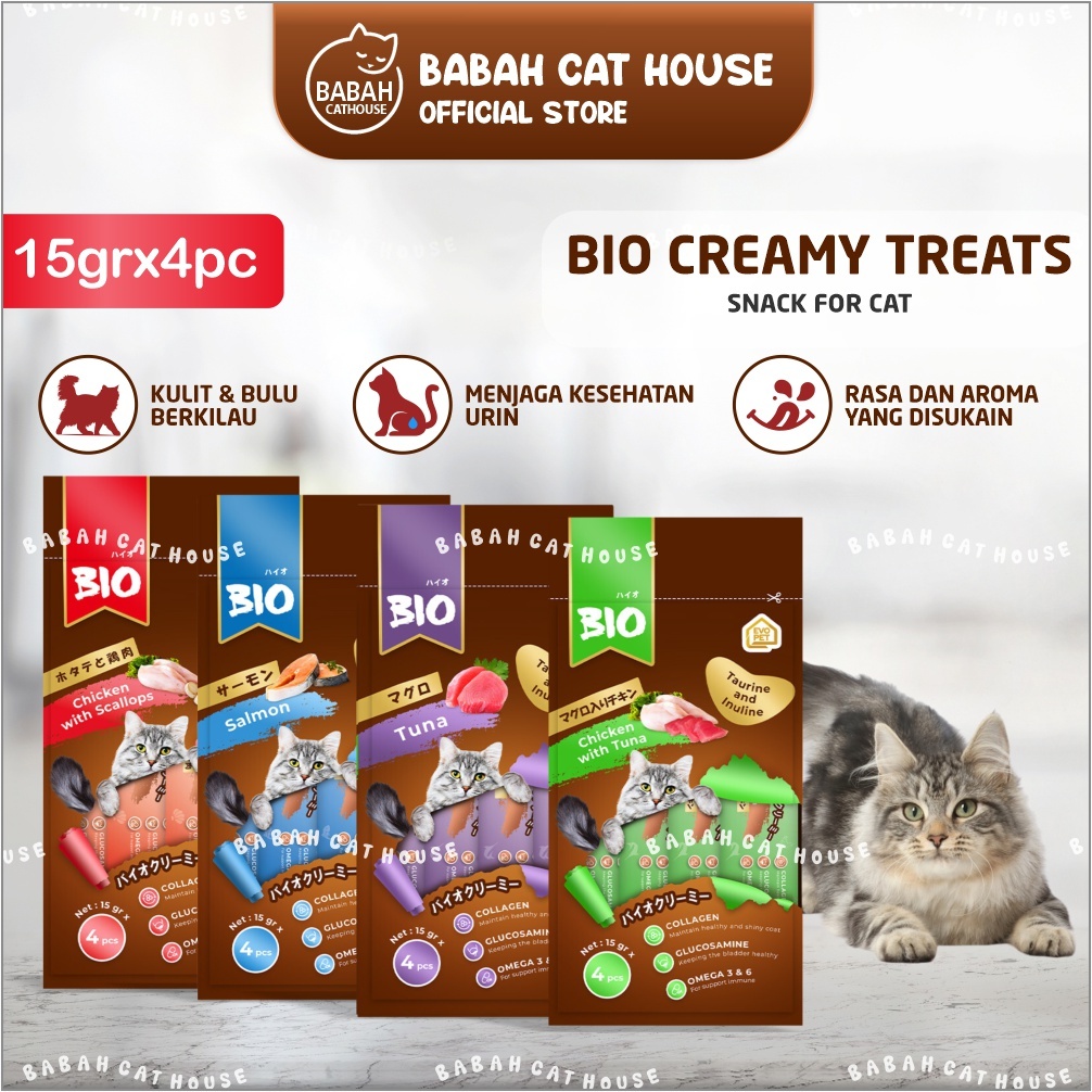 Jual BIO CREAMY Snack Kucing Cemilan Treat Senek Kitten Camilan Basah ...