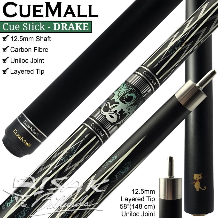 Jual CueMall Drake - Carbon Uniloc Low Deflection Stick Billiard Cue ...