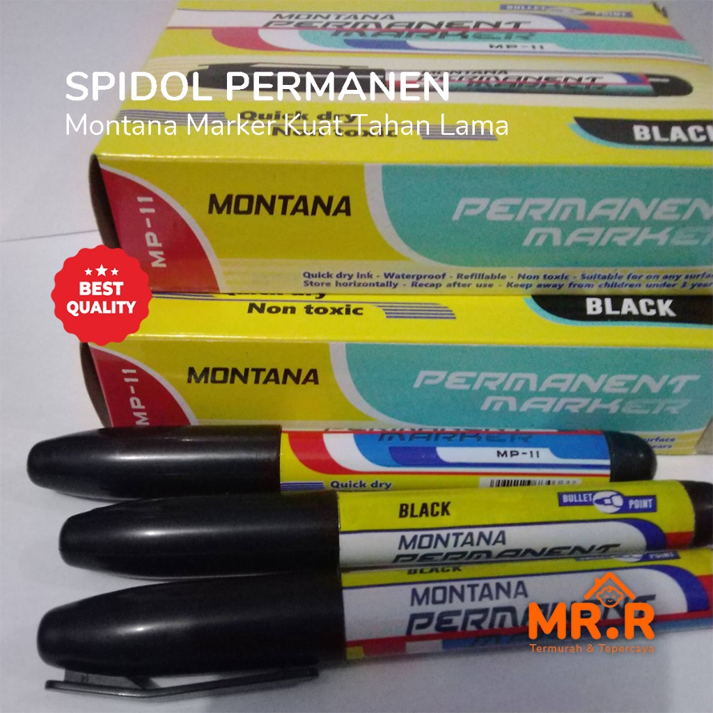 Jual Spidol Montana Permanent Hitam Round Tip Spidol Papan Tulis ...