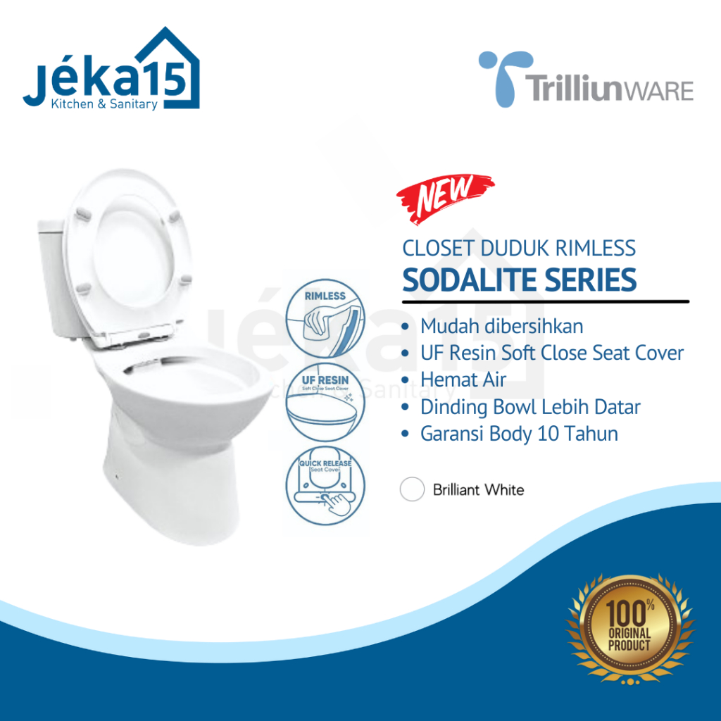 Jual TRILLIUNWARE SODALITE CLOSET DUDUK RIMLESS MUDAH DIBERSIHKAN ...