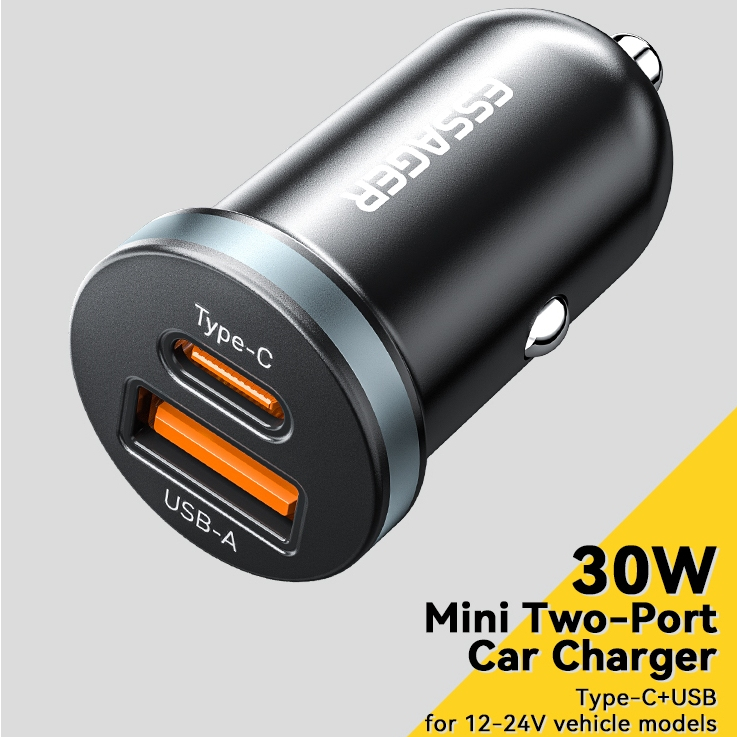 Jual ESSAGER Car Charger Mobil tiga Colokan 66w Car Charger Colokan ...