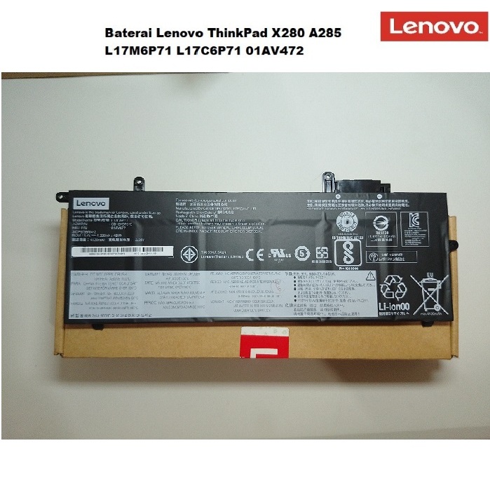 Jual Baterai Laptop Lenovo Thinkpad X280 A285 L17C6P71 01AV470 Original ...